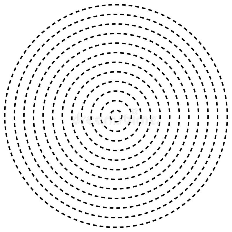 Radial Dashed Line Circles. Circular, Concentric Element with Gap Lines ...