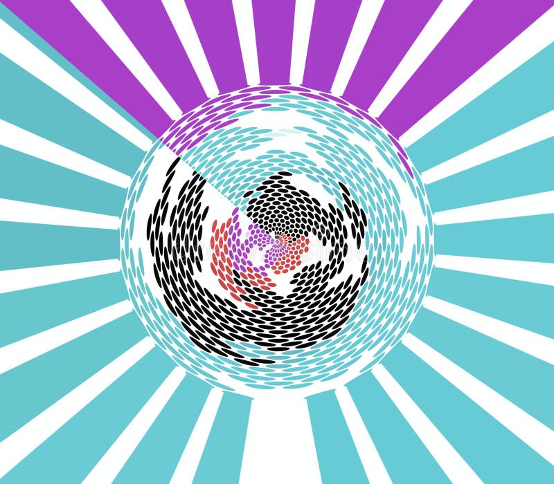 Radial Design with a Central Spherical Pattern Composed of Black, Red ...