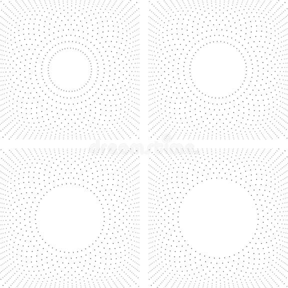Radial Dots Patterns Set. 3D Illusion. White Textured Backgrounds Stock ...