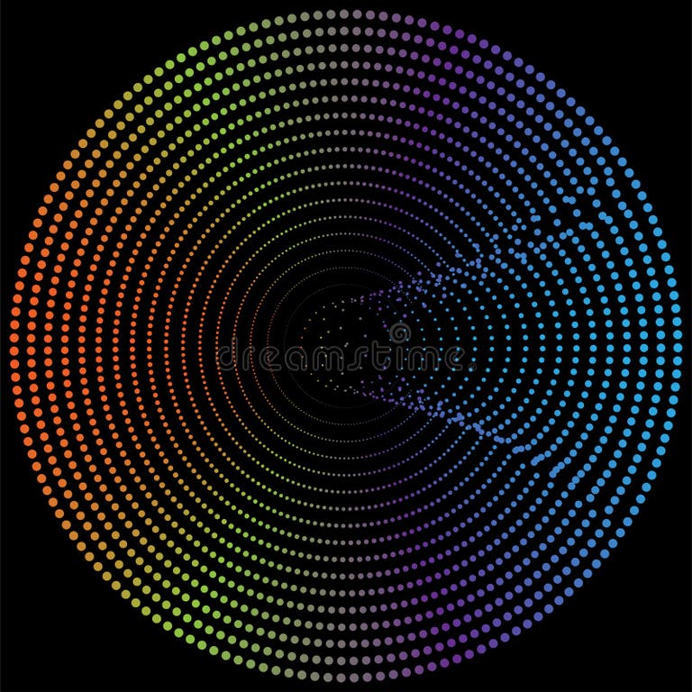 Radial Element with Random Dots, Circles, Rings As Particles. Diffusion ...