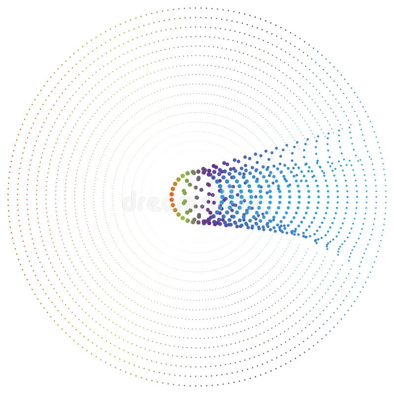 Radial Element with Random Dots, Circles, Rings As Particles. Diffusion ...