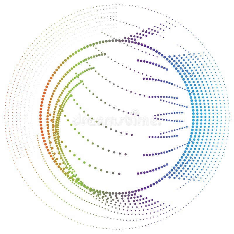 Radial Element with Random Dots, Circles, Rings As Particles. Diffusion ...