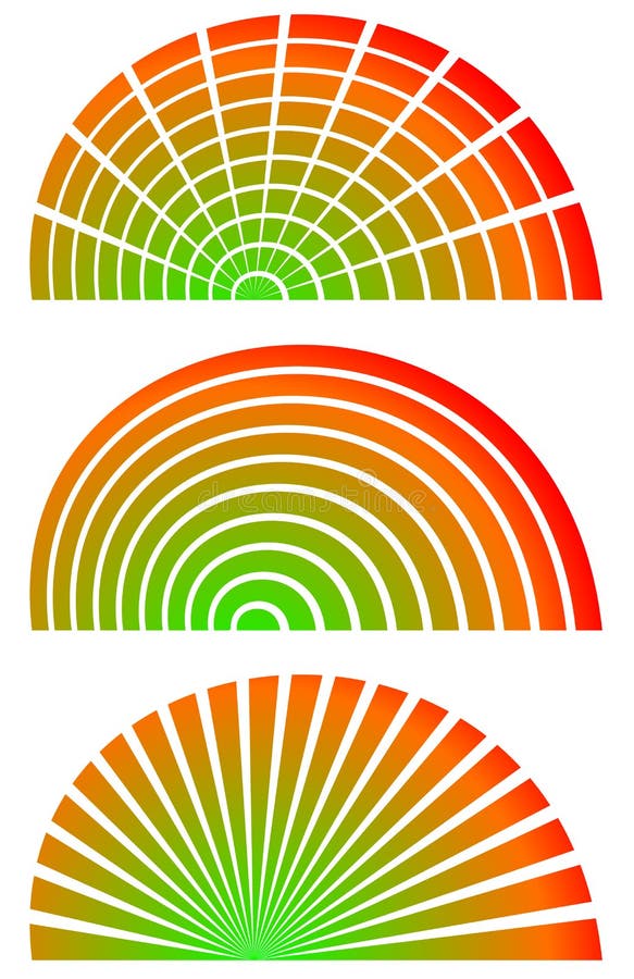 Radial Elements with Spectrum Fill. Set of 3 Circular, Semicircle ...