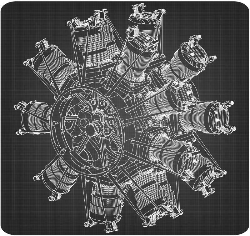 Radial Engine And Propeller Stock Illustration - Illustration of wood ...
