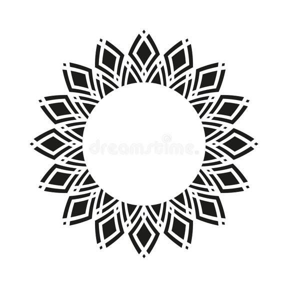 Radial Geometric Circle Floral Pattern for Decorative Round Frame Stock ...
