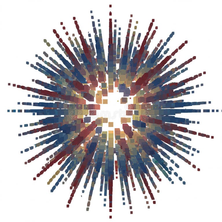 Radial Geometric Explosion Composed of Elongated, Multicolored ...