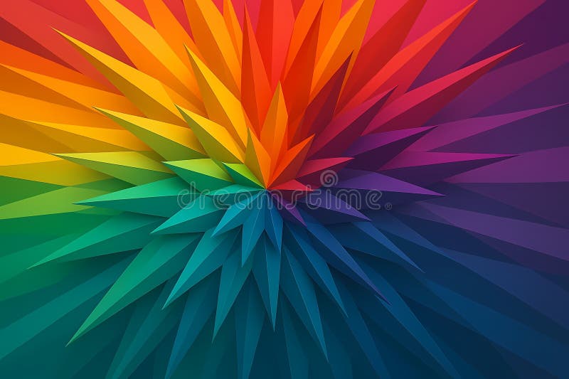 Low - Poly Style Rainbow - Colored Radial Geometric Pattern, Showcasing ...