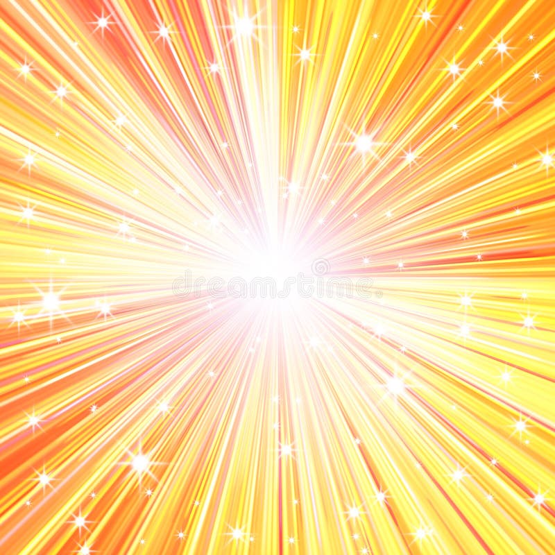 Radial Glow with Rays and Stars Stock Illustration - Illustration of ...