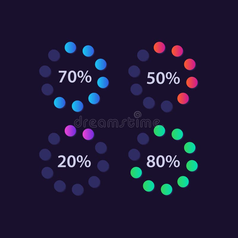 Radial Gradient Progress Infographic Chart Design Template Set for Dark ...