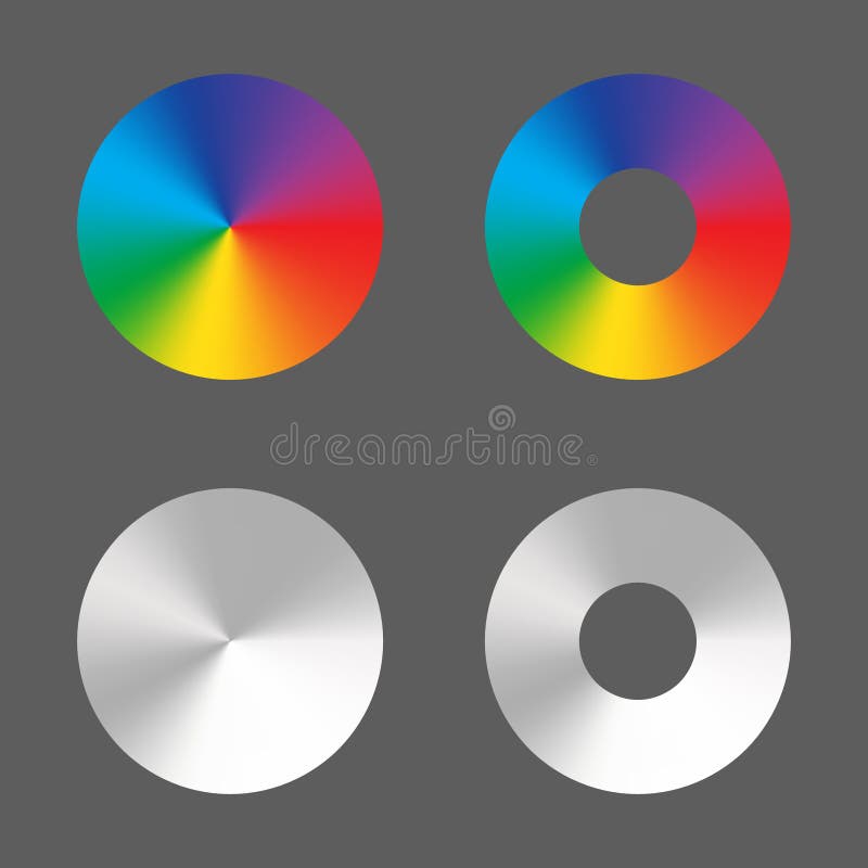 Radial Gradient Vector Circle Ring Rainbow and Monochrome Stock Vector ...