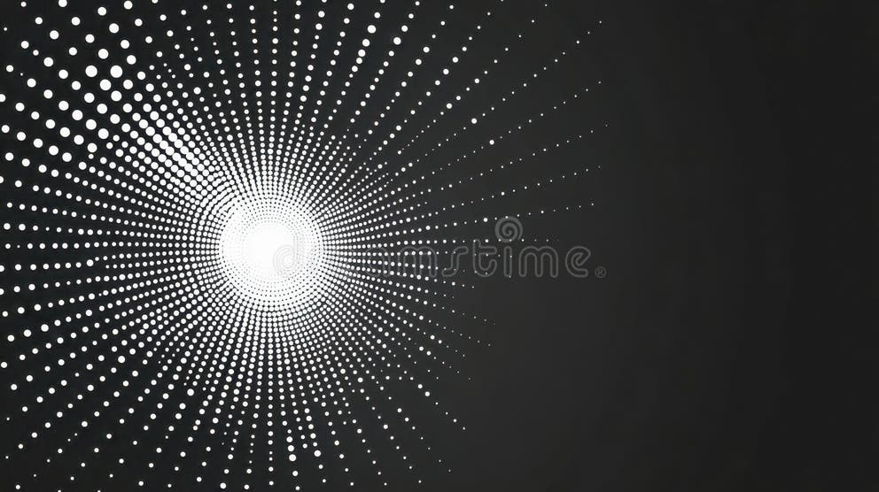 Radial Halftone Dot Burst Design in Black and White for Modern Tech Backgrounds Stock ...