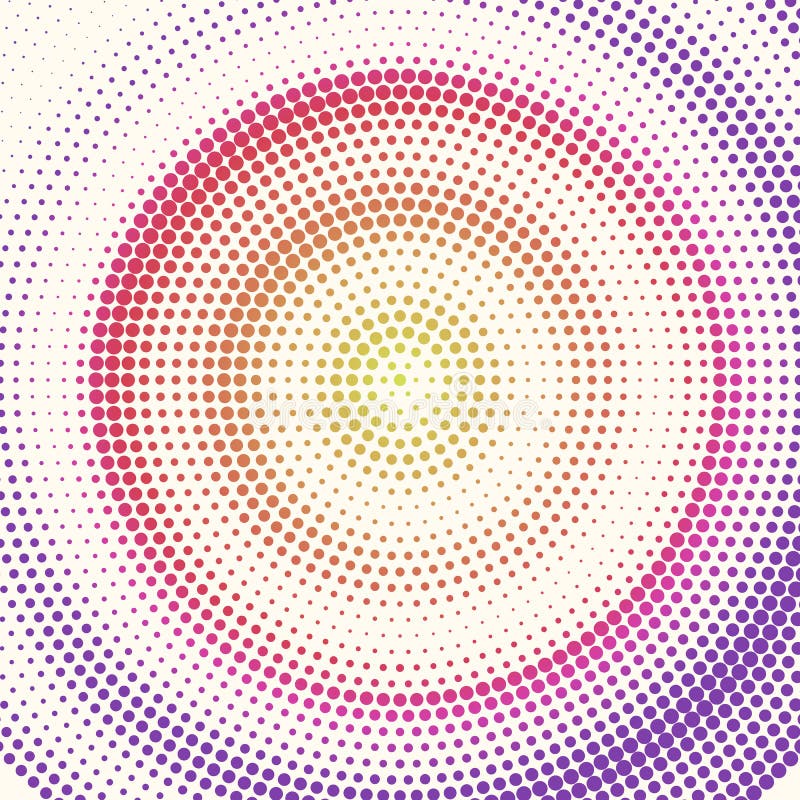 Radial Halftone Pattern from Colored Dots. Retro Colors on Halftone ...