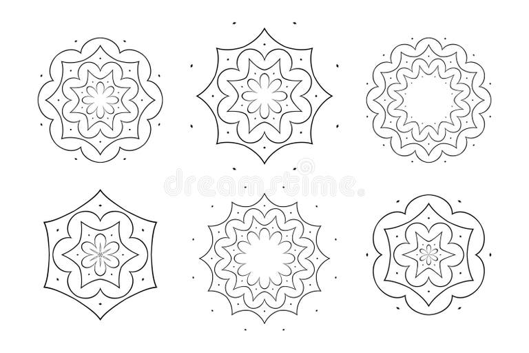 Radial Outline Geometric Patterns Set. Decorative Design Elements Stock ...