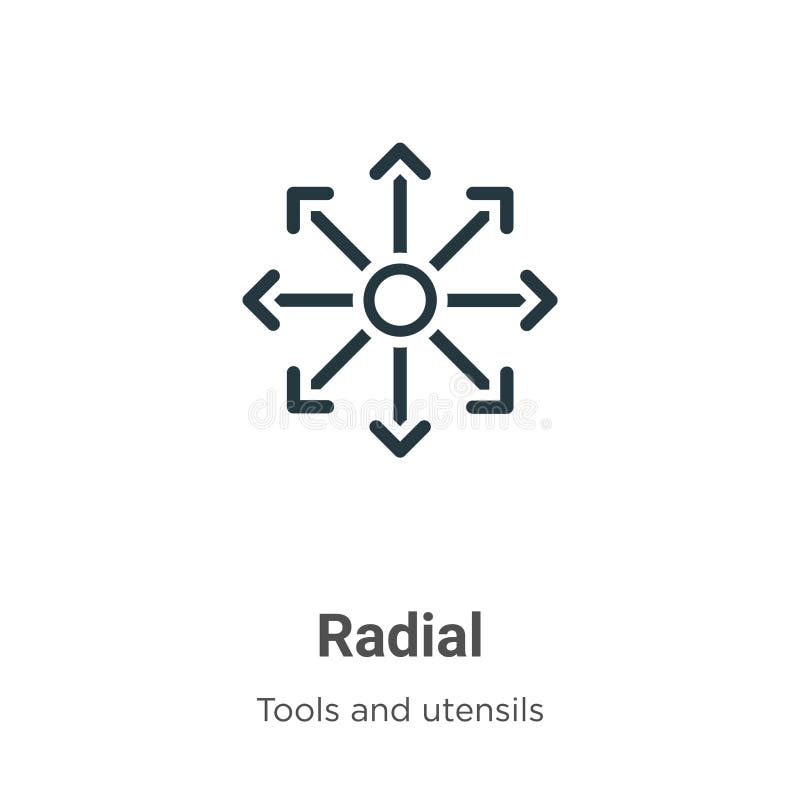 Radial Outline Vector Icon. Thin Line Black Radial Icon, Flat Vector ...