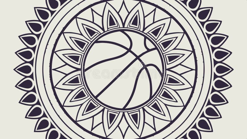 Radial Pattern Design Featuring a Basketball in the Center Vector ...