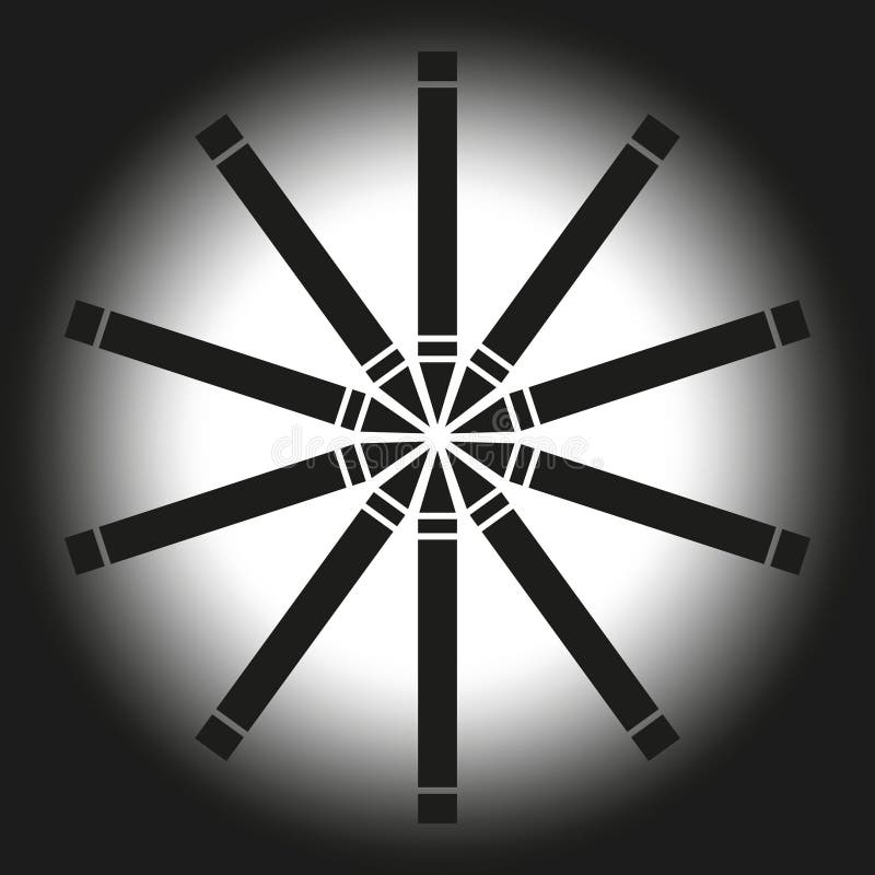 Radial Pattern Design. Vector Black and White. Spoke Arrangement ...