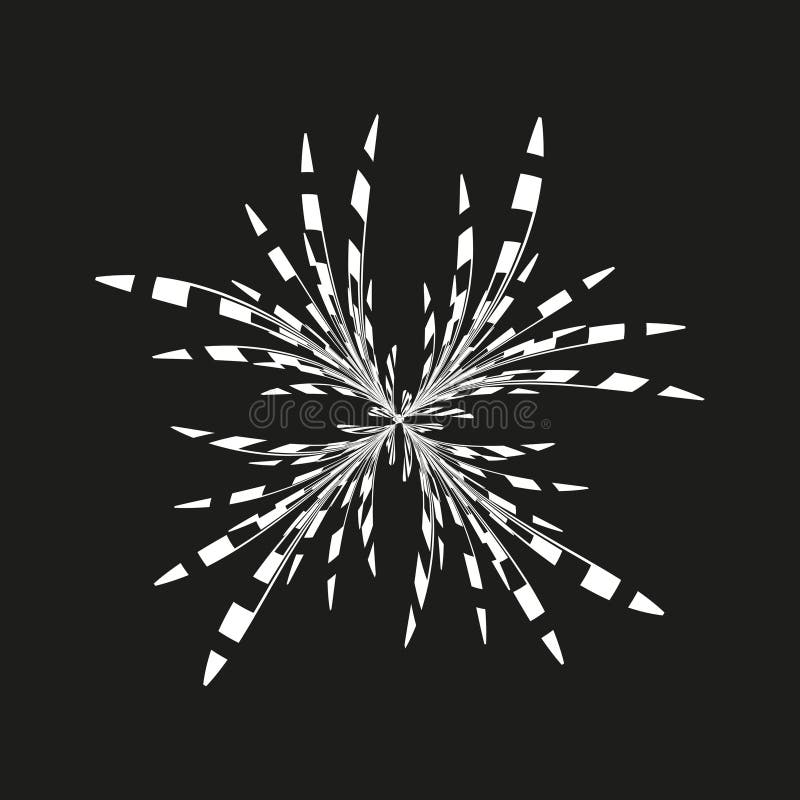 Radial Pattern Illustration. Black Background Contrast. White Swirl ...