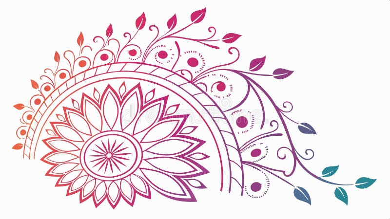 Radial Pattern Segment with Floral Elements and a Smooth Color Gradient ...