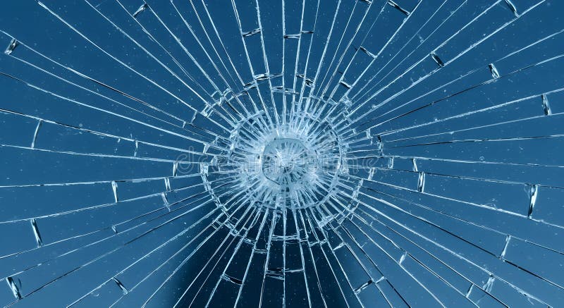 A Glass Breaks with Radial Pattern of Shattered Glass Emanating from a ...
