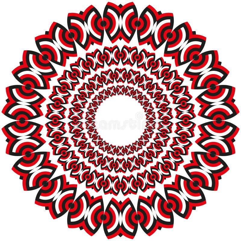 Radial Pattern Structure. Repeating Red Target. Circular Decorative ...
