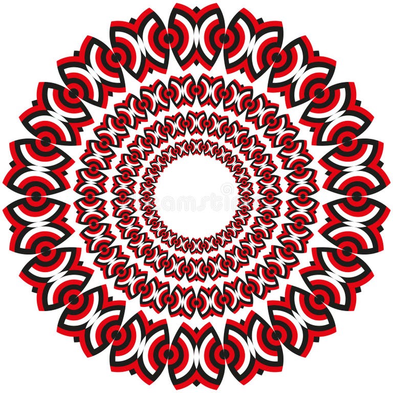 Radial Pattern Structure. Repeating Red Target. Circular Decorative ...