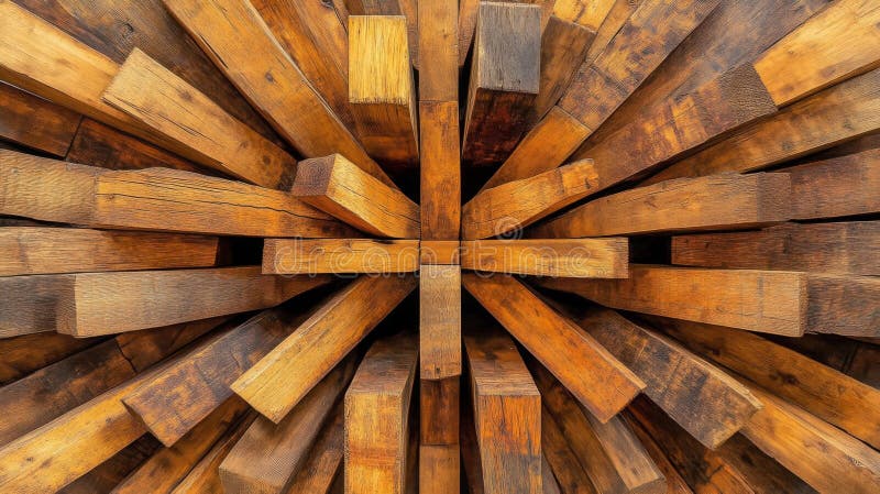 Radial Pattern of Weathered Wooden Beams Stock Illustration ...