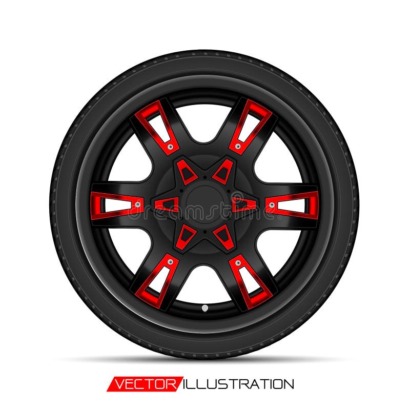 Radial Red Gray Car Tire Wheel on White Background Vector. Stock Vector ...