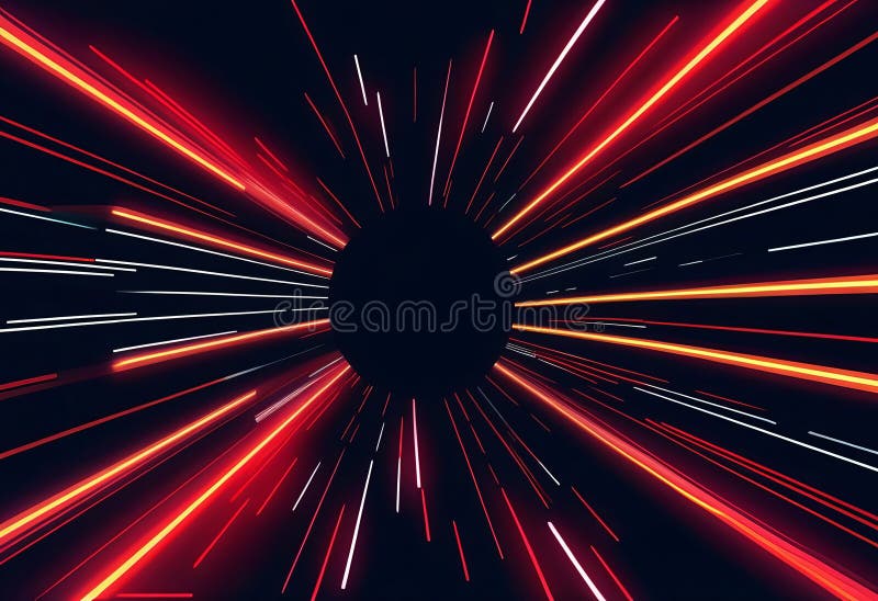 Radial Red Light through the Tunnel Glowing in the Darkness for Print ...