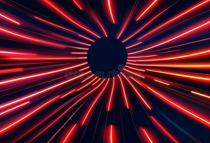 Radial Red Light through the Tunnel Glowing in the Darkness for Print ...