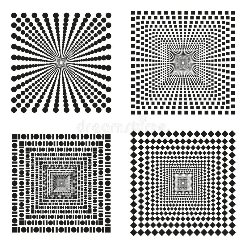 Radial Square Patterns. Central Perspective Layout. Abstract Dotted ...