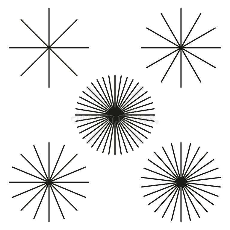 Radial Starburst Shapes. Geometric Sunburst Pattern. Abstract Spiky ...