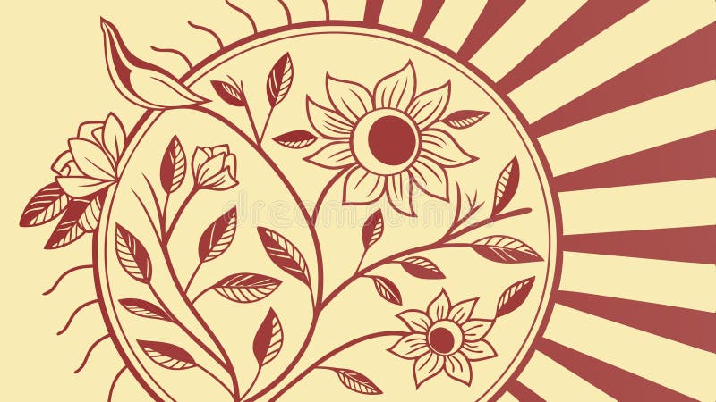 Radial Sun Floral Pattern Ornament Vector Solar Art Element Vector ...
