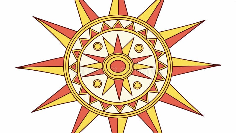 Radial Sunburst Ornament Geometric Pattern Vector Solar Art Element ...