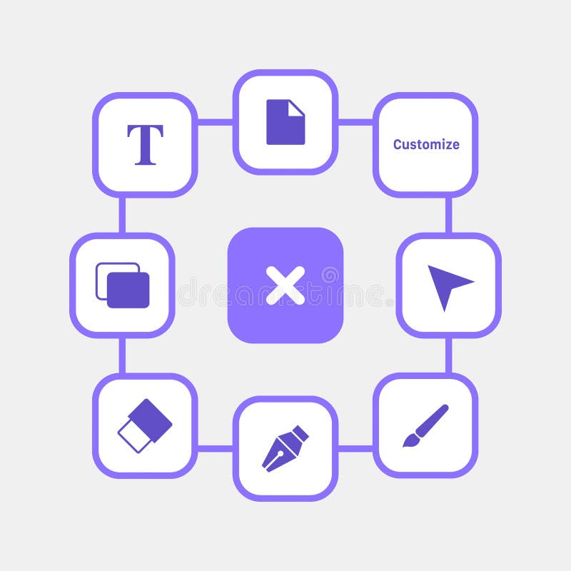 Radial Tool Menu UI for Creative App or Widget Interface Stock Vector ...