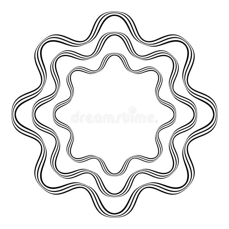 Radial Wavy Lines Pattern for Decorative Round Frame Stock Vector ...
