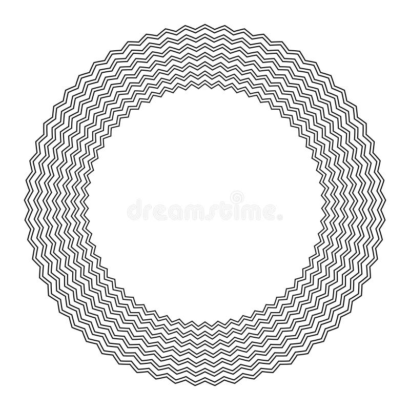 Radial Zigzag Lines Pattern for Decorative Round Frame Stock Vector ...