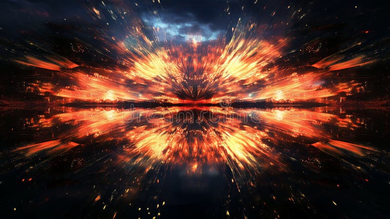 Radiant Abstract Artwork with Dynamic Orange and Red Explosion of Light ...