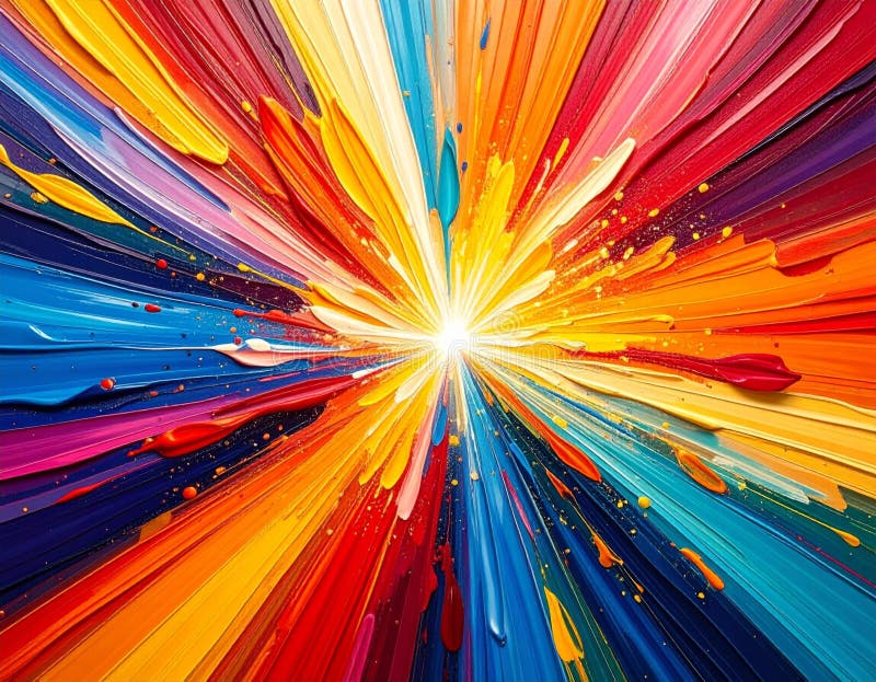 Radiant Abstract Painting with Burst of Vibrant Multicolored Paint ...