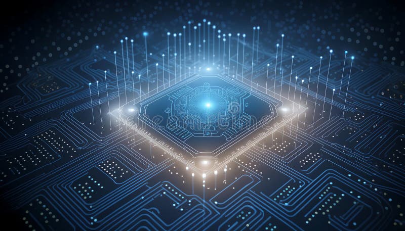 AIâ€™s Luminous Core stock illustration. Illustration of connections ...