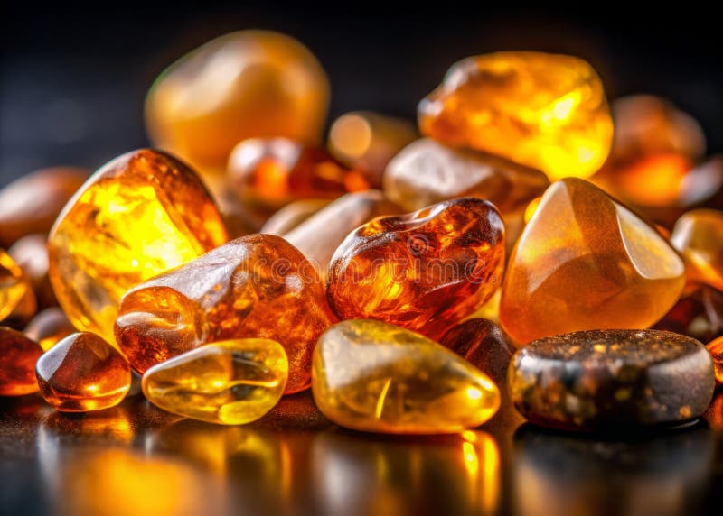 Radiant Amber Stones Intriguing Yellow Glow Illuminates Smooth Polished ...