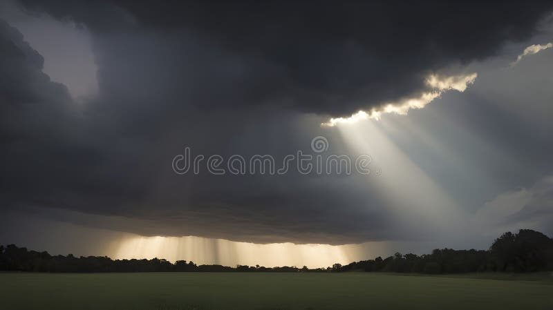 Radiant Beam through Gloom. Capturing Light in the Darkness. Stock ...