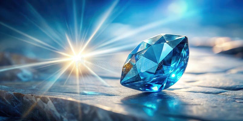 Radiant Blue Gemstone on a Smooth Surface at Sunrise. Generative AI ...
