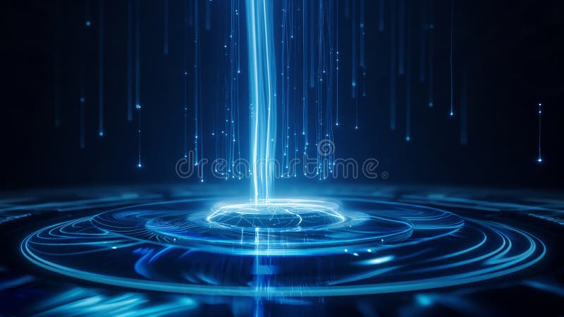 Futuristic Blue Light Beam and Digital Circles Stock Photo - Image of ...