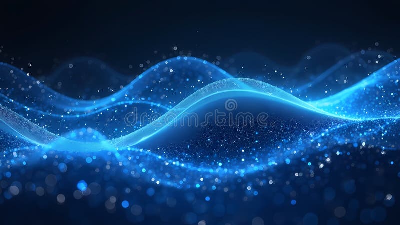 Radiant Blue Light Strands Curving Smoothly Across a Dark Expanse Stock ...