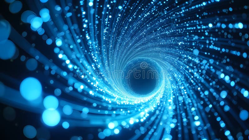 Radiant Blue Light Vortex Spiraling Inward Dark Background Stock ...