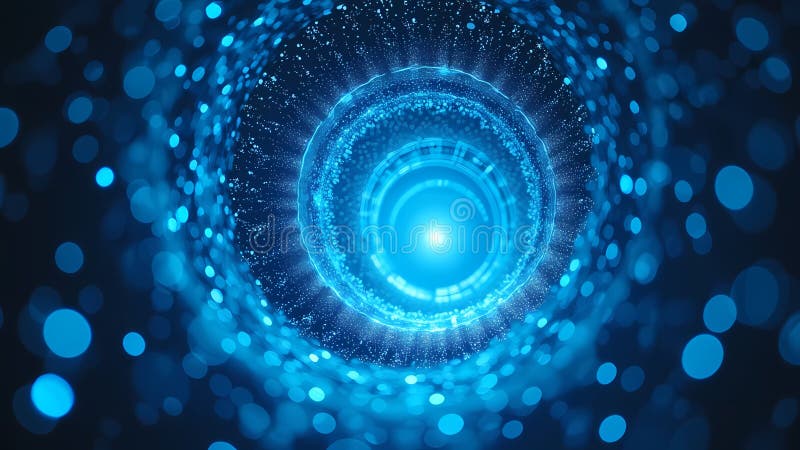 Radiant Blue Spiral of Light and Floating Dots Stock Photo - Image of ...
