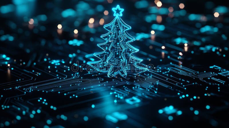 A Radiant Blue Technological Christmas Tree, Constructed from ...
