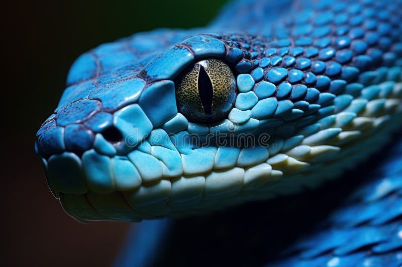 Radiant Blue Viper Snake Face. Generate Ai Stock Photo - Image of ...