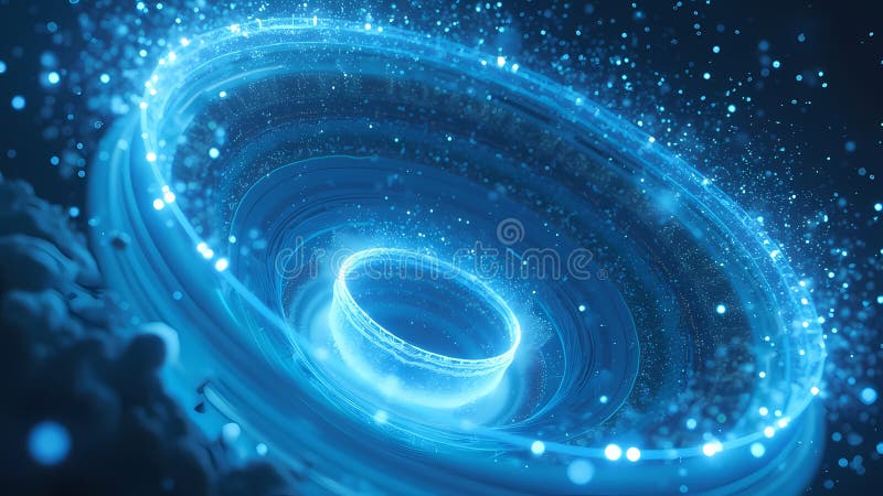 Radiant Blue Vortex with Floating Light Patterns Stock Illustration ...