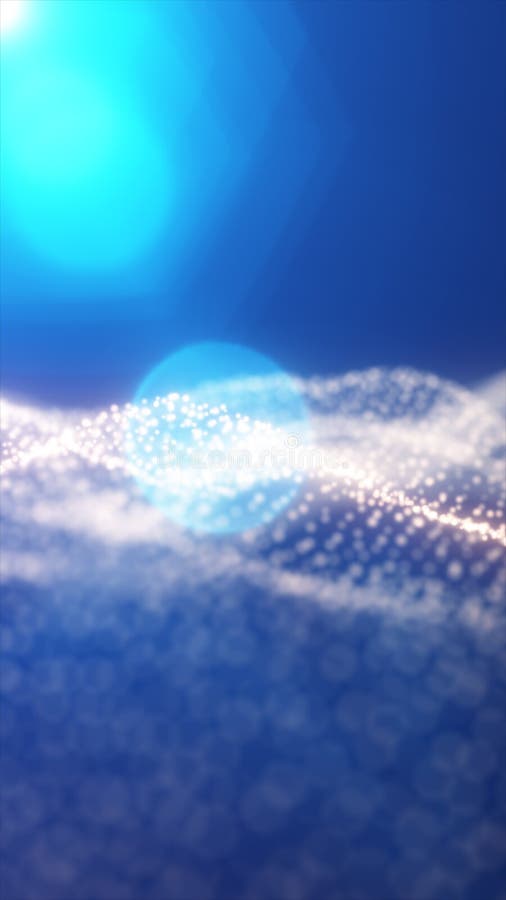 Radiant Burst of Soft Blue Light Above a Shimmering Field of Glowing ...